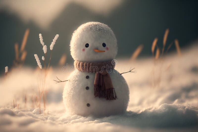Cute Little Snowman in Spring Snow Stock Illustration - Illustration of ...