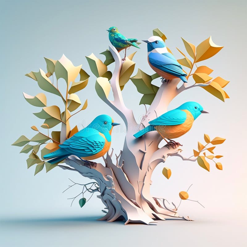 Cute Little Spring Birds (AI Generated) Stock Illustration ...