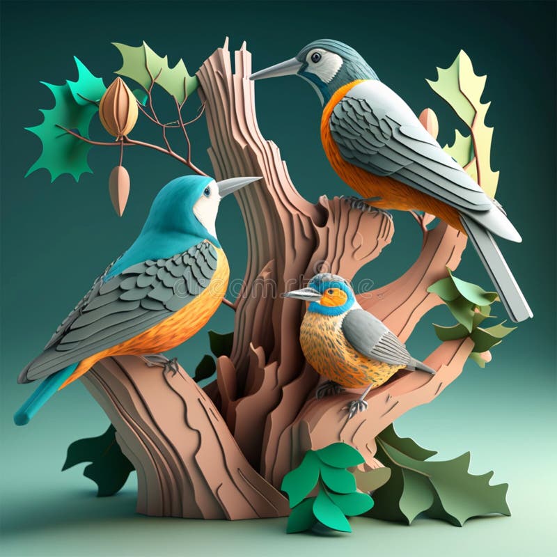 Cute Little Spring Birds (AI Generated) Stock Illustration ...