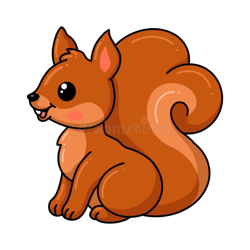 Cute Little Squirrel Cartoon Sitting Stock Vector - Illustration of ...