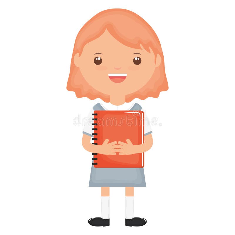 Cute Little Girl With School Notebook Stock Vector - Illustration of ...