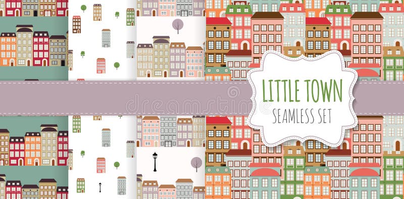 Cute Little Town Seamless Vector Pattern for Babies, Kids Collection ...