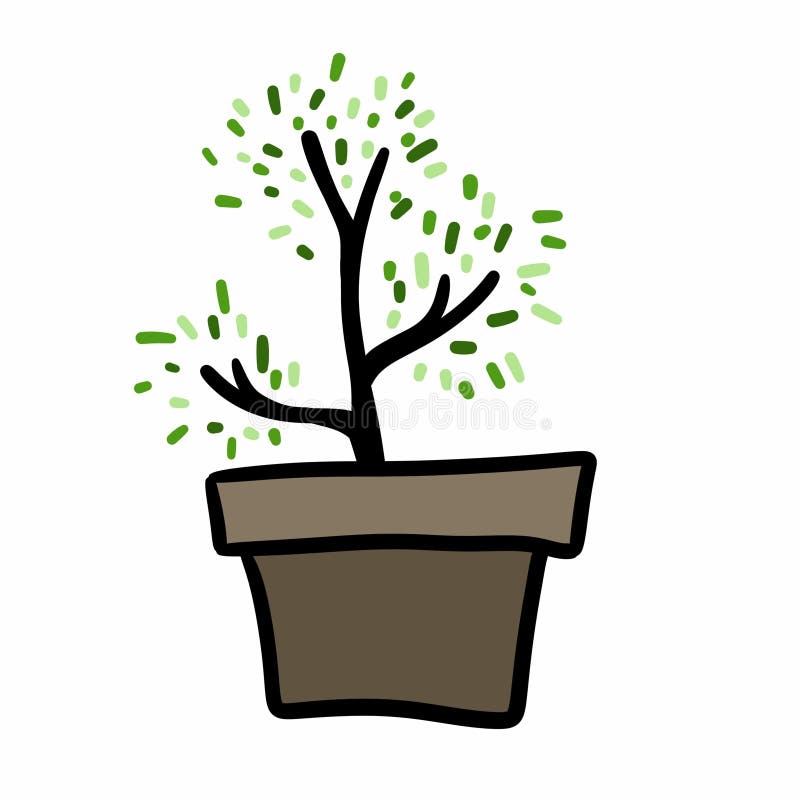 Cute Little Tree Plant with Potted Plant Stock Illustration ...