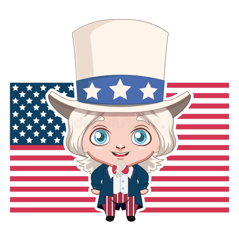 Little Uncle Sam Mascot Design Stock Vector - Illustration of eyes ...