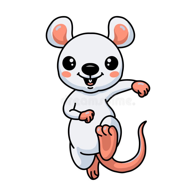 Cute Little White Mouse Cartoon Running Stock Vector - Illustration of ...