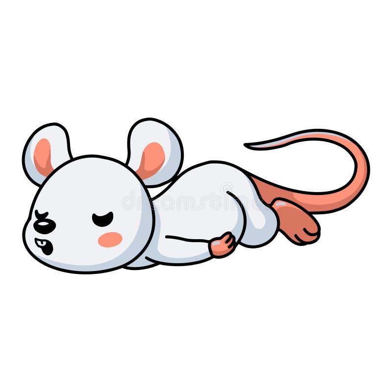 Cute Little White Mouse Cartoon Sleeping Stock Vector - Illustration of ...