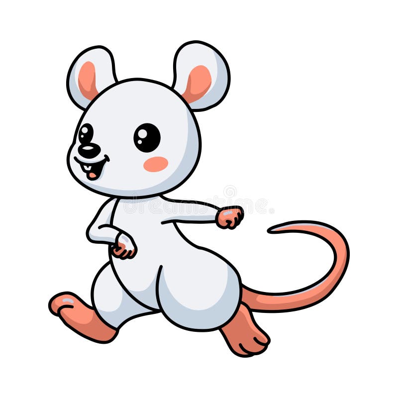 Cute Little White Mouse Cartoon Walking Stock Vector - Illustration of ...