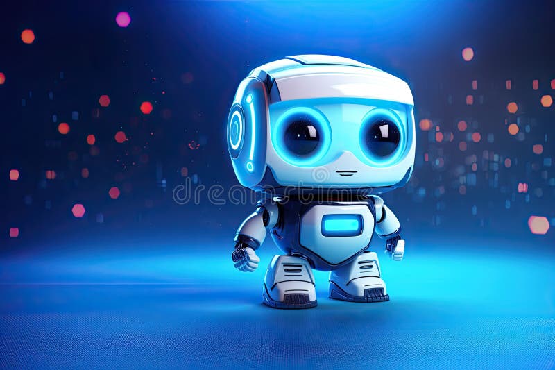 Cute little white robot stock illustration. Illustration of salutation ...
