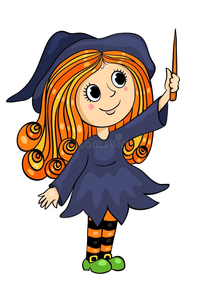 Cute little witch stock vector. Illustration of october - 50531296