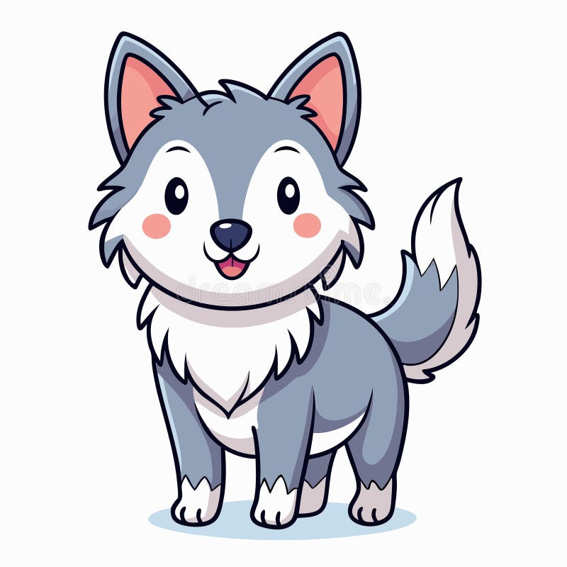 Cute Little Wolf Cartoon Graphic Design Stock Photo - Image of drawing ...