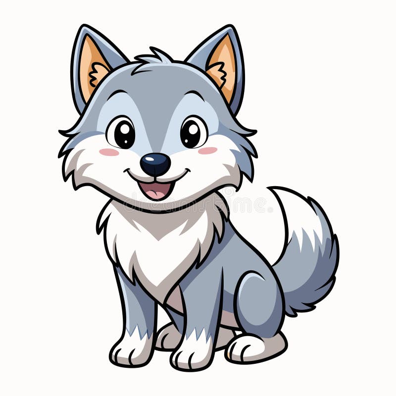 Cute Little Wolf Cartoon Graphic Design Stock Photo - Image of graphic ...