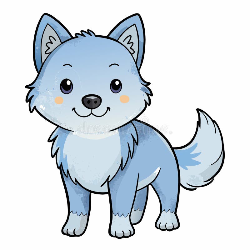 Cute Little Wolf Cartoon Graphic Design Stock Photo - Image of forest ...