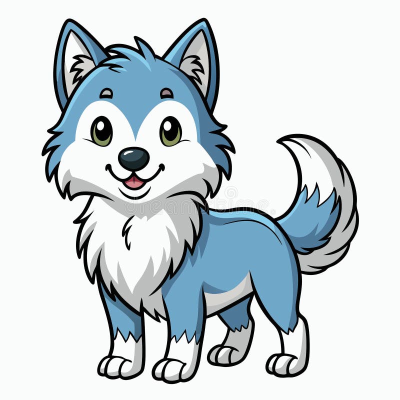 Cute Little Wolf Cartoon Graphic Design Stock Photo - Image of young ...