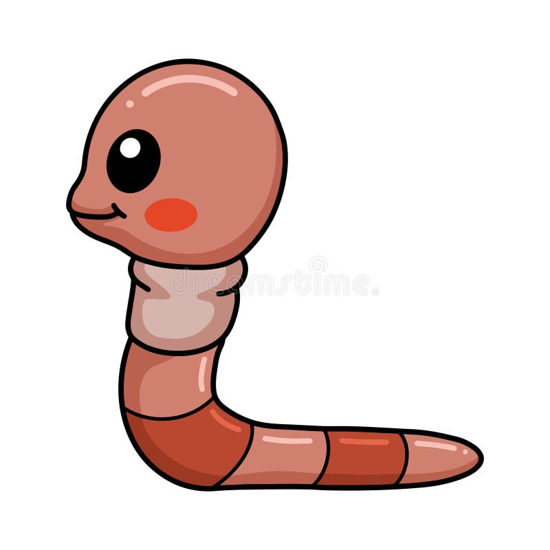 Cute Little Worm Cartoon Character Stock Vector - Illustration of brown ...