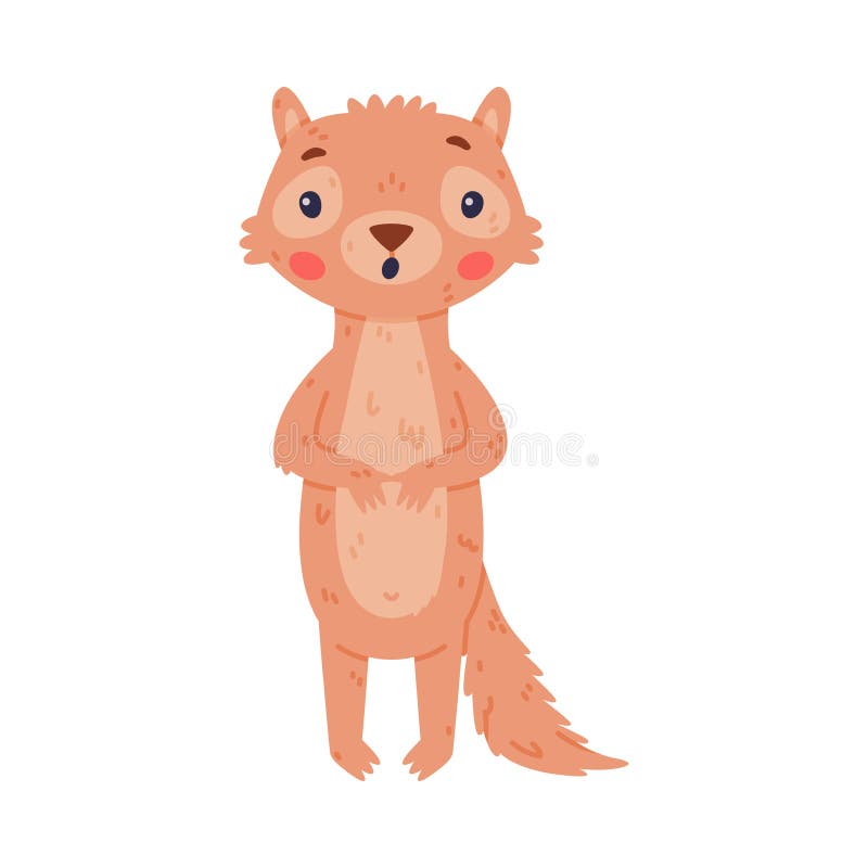 Cute Little Xerus Character Standing with Surprised Face Expression ...