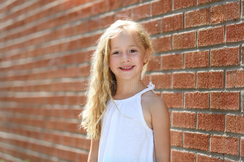 Cute Little 5 Years Child with Brick on the Back Stock Image - Image of ...