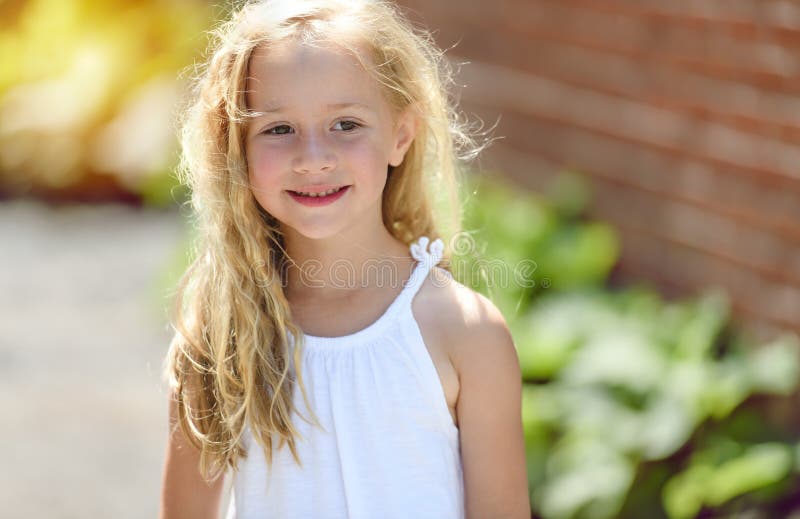 Cute Little 5 Years Child with Brick on the Back Stock Photo - Image of ...
