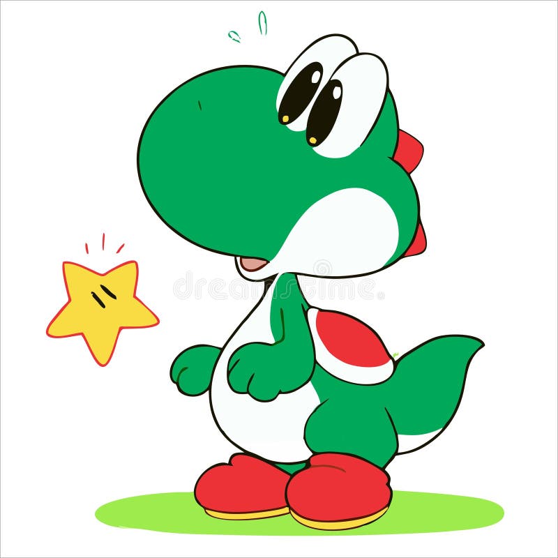 Cute Little Yoshi with Star Print Vector Art Stock Vector ...