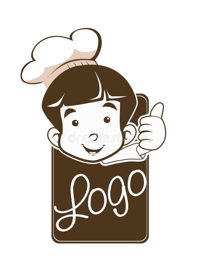 Cute Little Young Boy Chef Logo Stock Vector - Illustration of chef ...