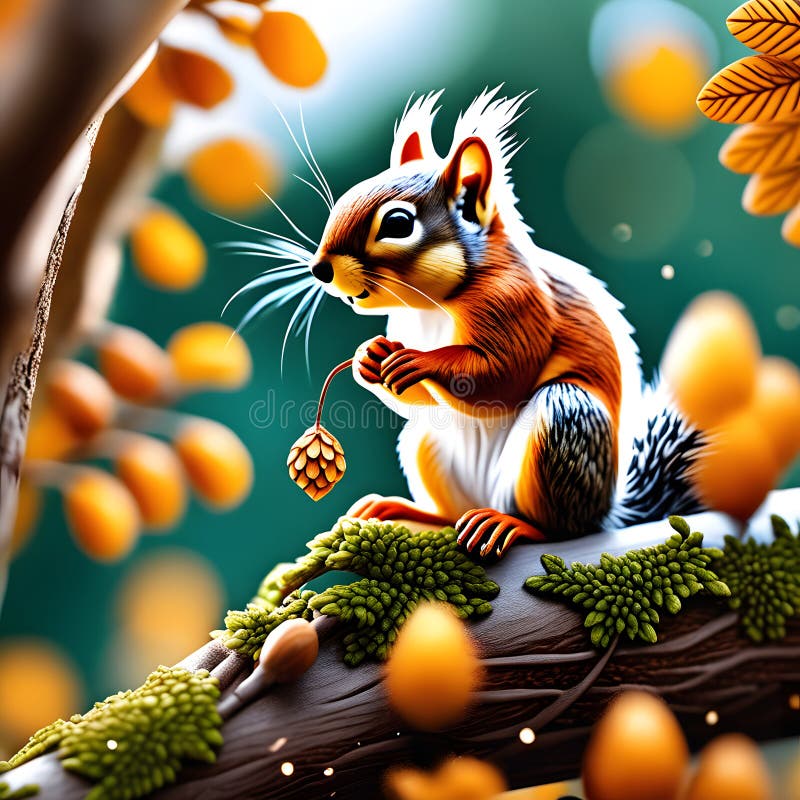 Cute Squirrels, AI-Generatet Stock Illustration - Illustration of brown ...