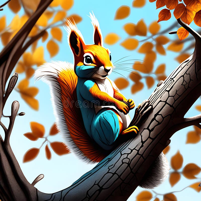 Cute Squirrels, AI-Generatet Stock Illustration - Illustration of brown ...