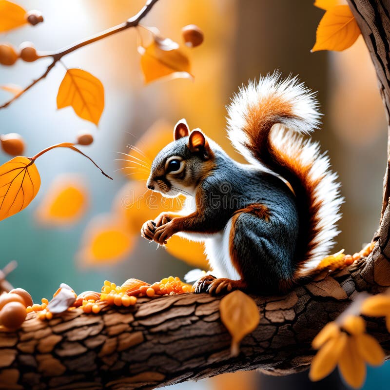 Cute Squirrels, AI-Generatet Stock Illustration - Illustration of bushy ...