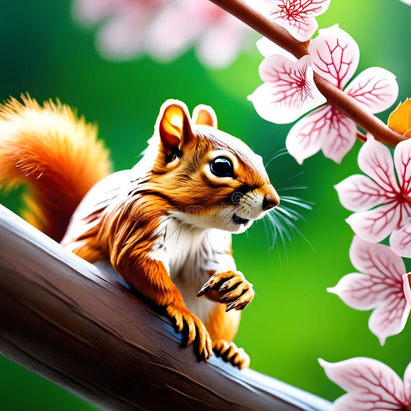 Cute Squirrels, AI-Generatet Stock Illustration - Illustration of fast ...