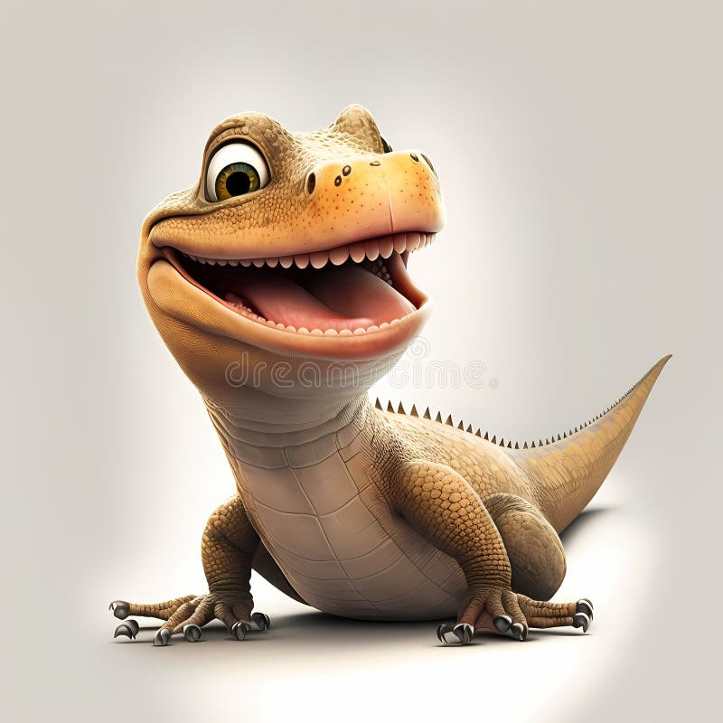 Cute Lizard Cartoon. Generative AI Stock Illustration - Illustration of ...