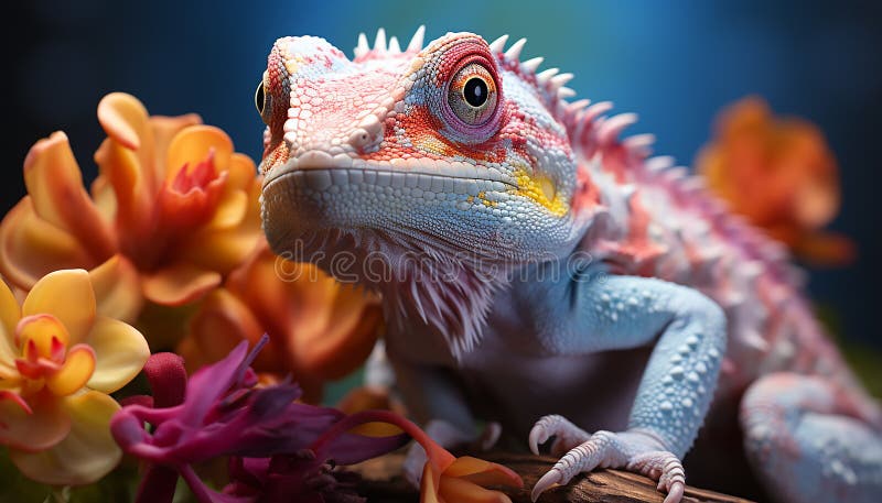 A Cute Lizard Looking at Camera, Surrounded by Vibrant Nature Generated ...