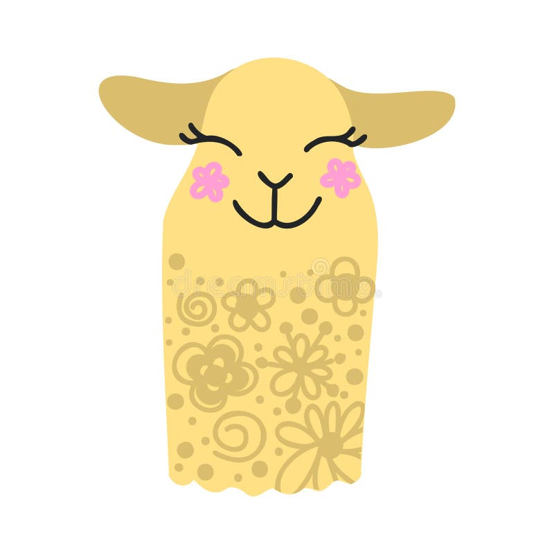 Cute Llamas or Alpacas Hand Drawn Vector Illustration. Stock Vector ...