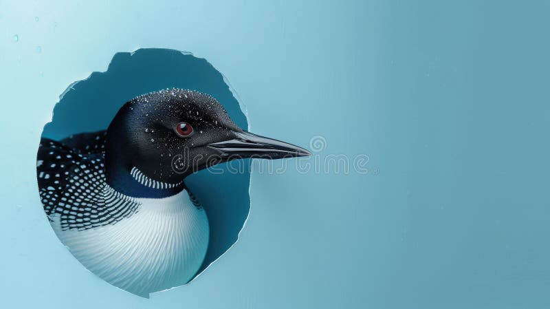 Cute Loon Peeking through a Hole Stock Illustration - Illustration of ...
