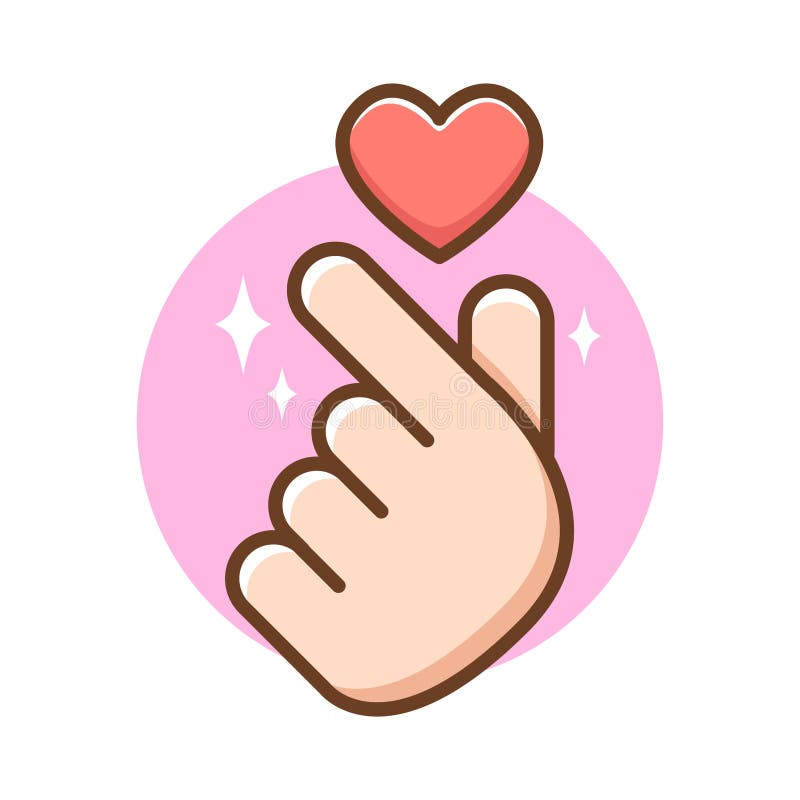 Cute Love Gesture Hand with Heart Stock Vector - Illustration of ...