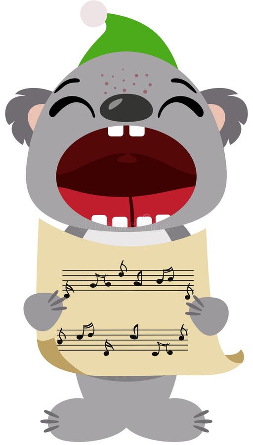 Cute Lovely Koala Singing with Mouth Open Stock Vector - Illustration ...