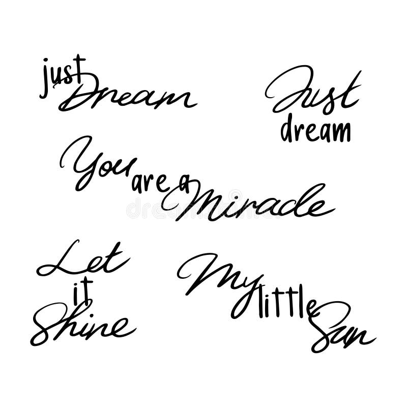 Cute Lovely Lettering Template with Calligraphy Handwritten Elements ...