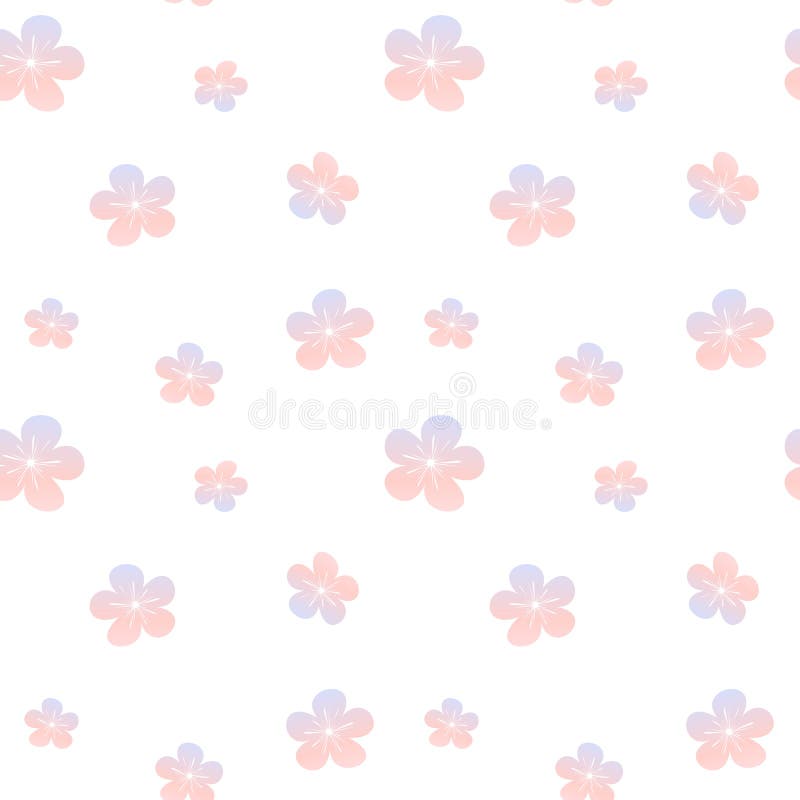 Cute Lovely Romantic Pink Blue Gradient Flowers Seamless Pattern ...
