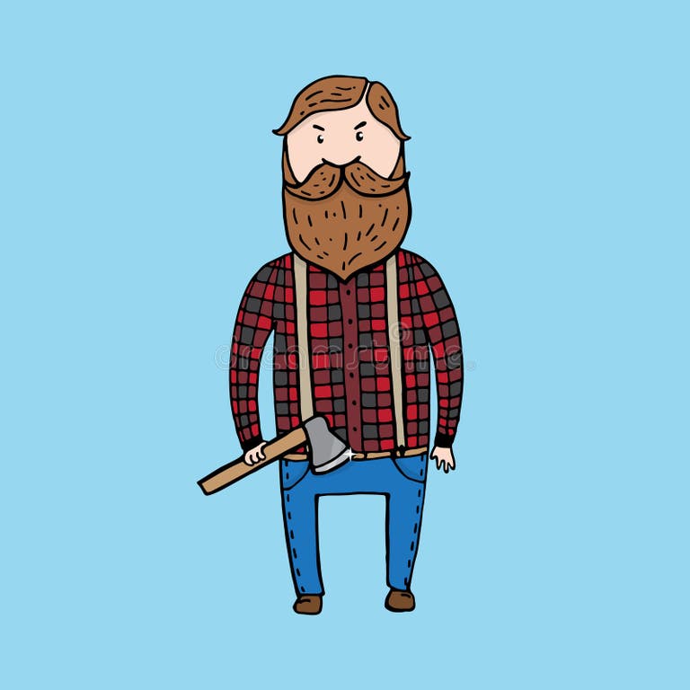 Cute Lumberjack with an Axe Stock Illustration - Illustration of ...