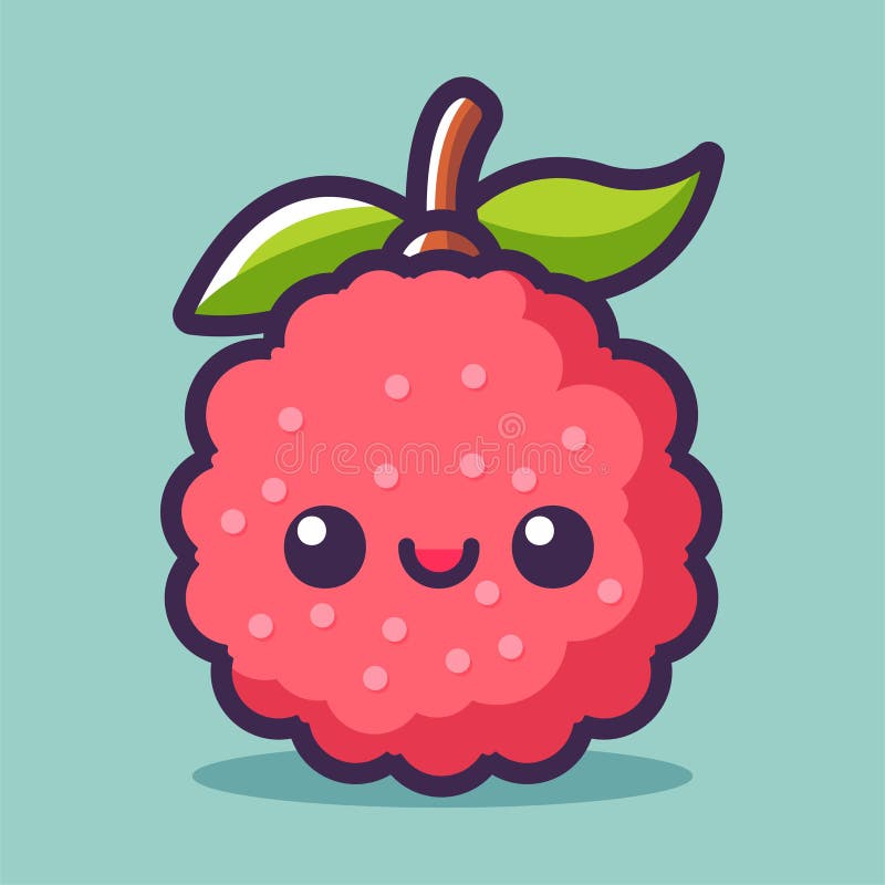 Cute Lychee Fruit, Cartoon Vector Illustration Stock Vector ...