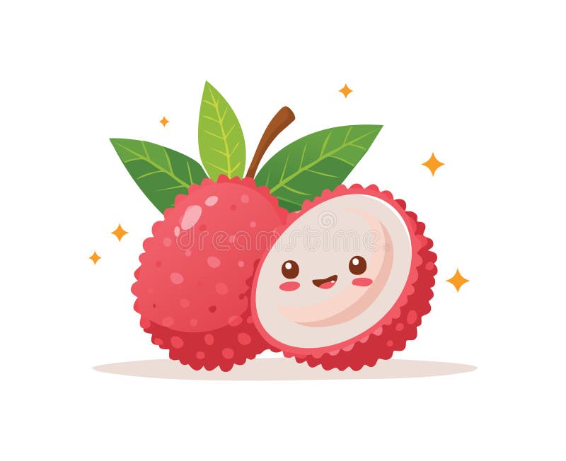 A Cute Lychee Fruit Illustration Stock Vector - Illustration of exotic ...