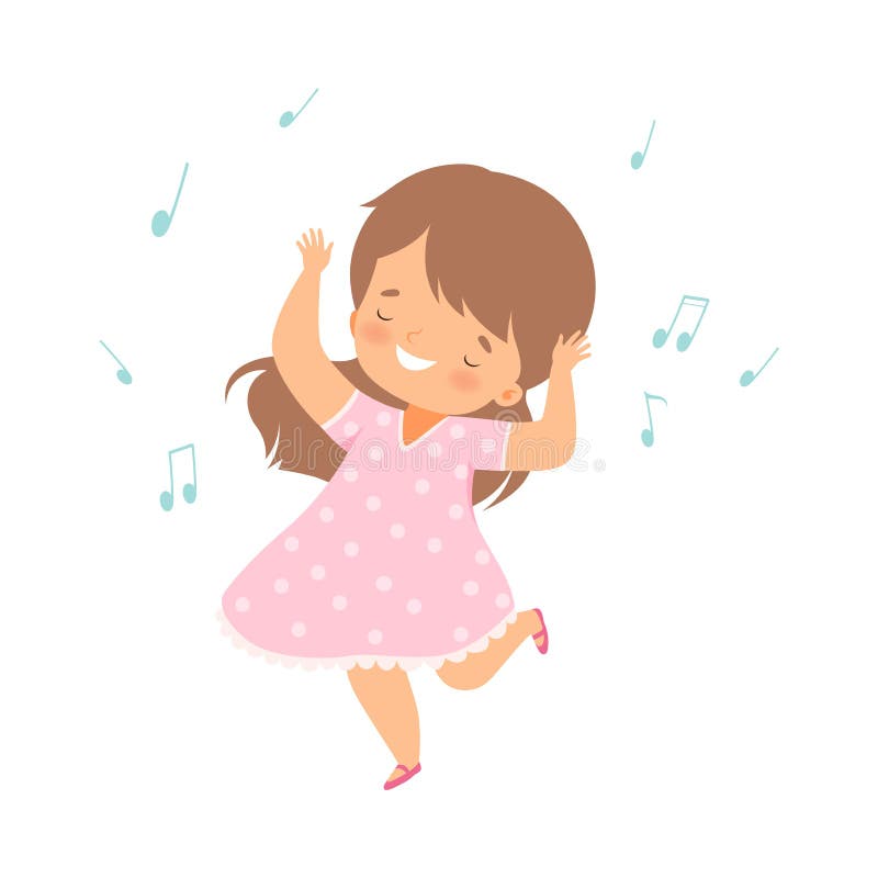 Cute Lächeln Mädchen Singen Und Tanzen, Adorable Kid Hat Spaß Und ... Cute Lächeln Mädchen Singen Und Tanzen, Adorable Kid Hat Spaß Und ...