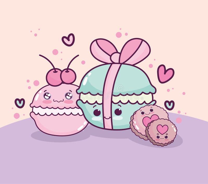 Cute macaroons cookie stock vector. Illustration of delicious - 217333934
