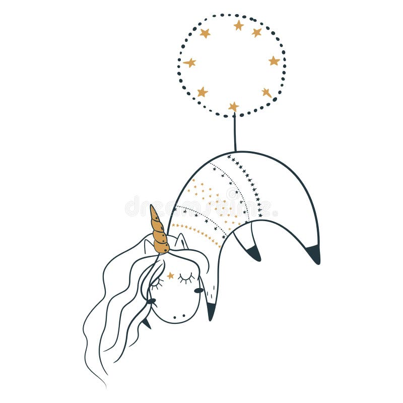 Cute Magic Celestial Unicorn. Vector Illustration. Stock Vector ...