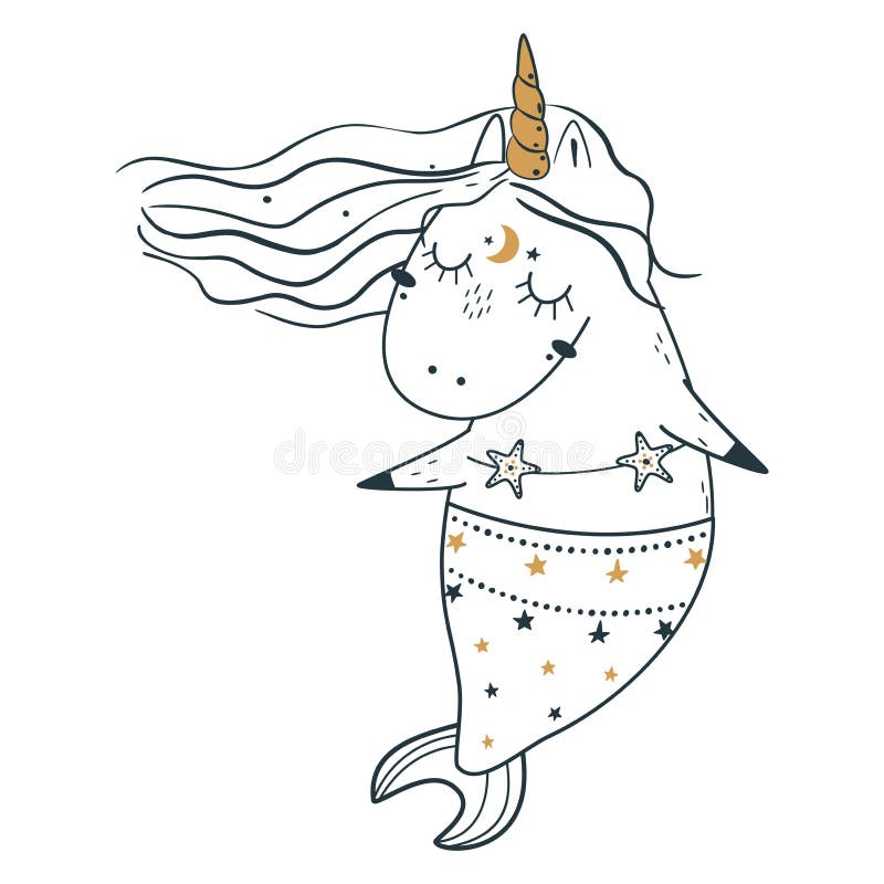 Cute Magic Celestial Unicorn. Vector Illustration. Stock Vector ...