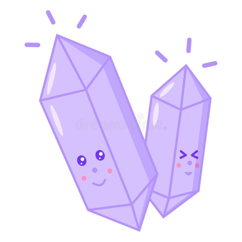 Cute Magic Crystals, Childrens Magic Element in Kawaii Cartoon Style ...