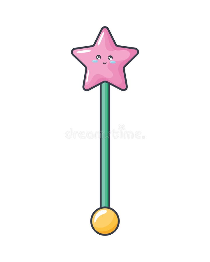 Cute magic wand kawaii stock vector. Illustration of funny - 283936928