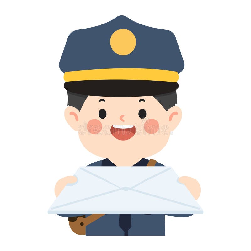 Cute Mail Carrier Character with Letter Stock Vector - Illustration of ...
