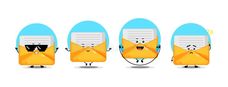 Cute Mail Character Collection Stock Vector - Illustration of ...