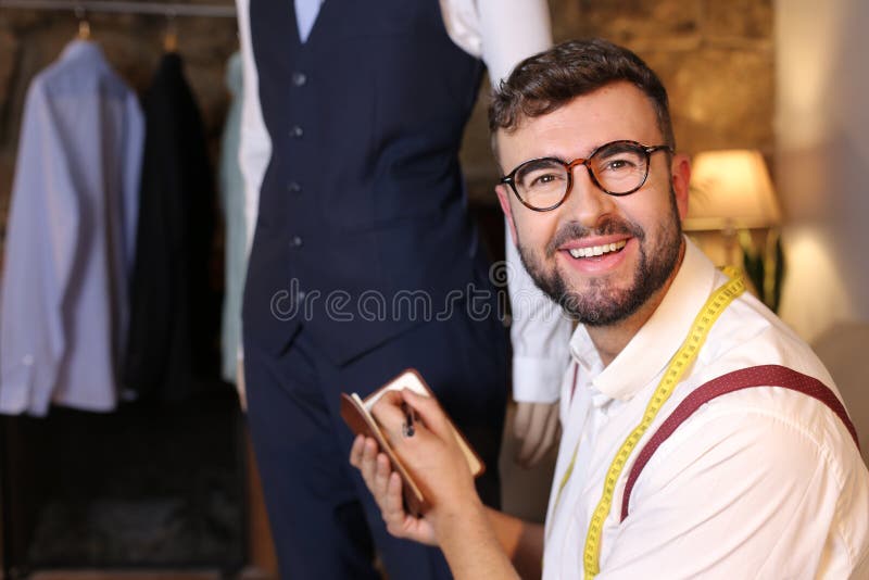 Cute Male Fashion Designer Taking Notes Stock Image - Image of drawing ...