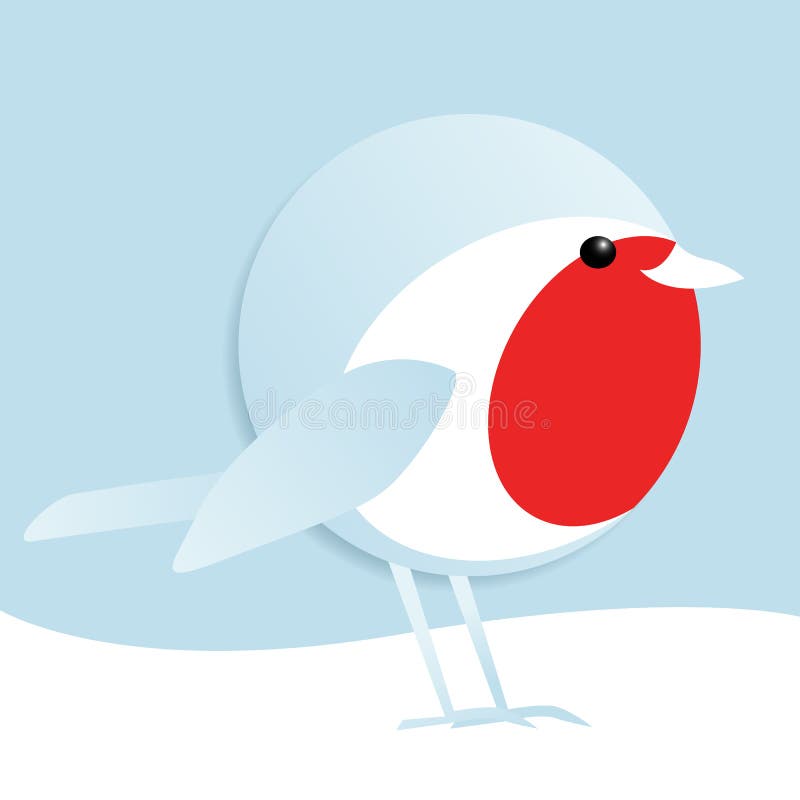 Cute Male Robin Redbreast Standing in the Snow Stock Vector ...