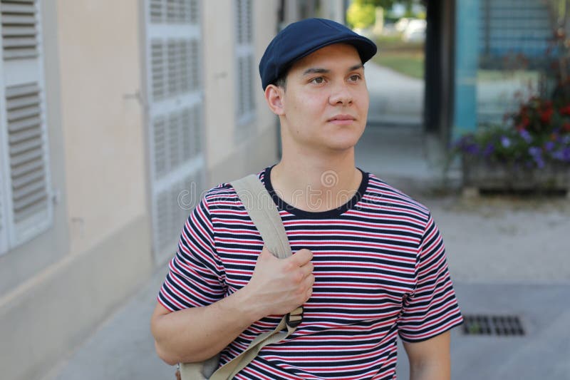 Cute Male Student with His Backpack Stock Image - Image of wear ...