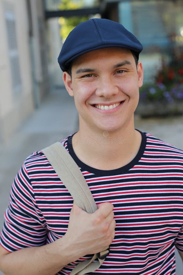 Cute Male Student with His Backpack Stock Photo - Image of cambodian ...